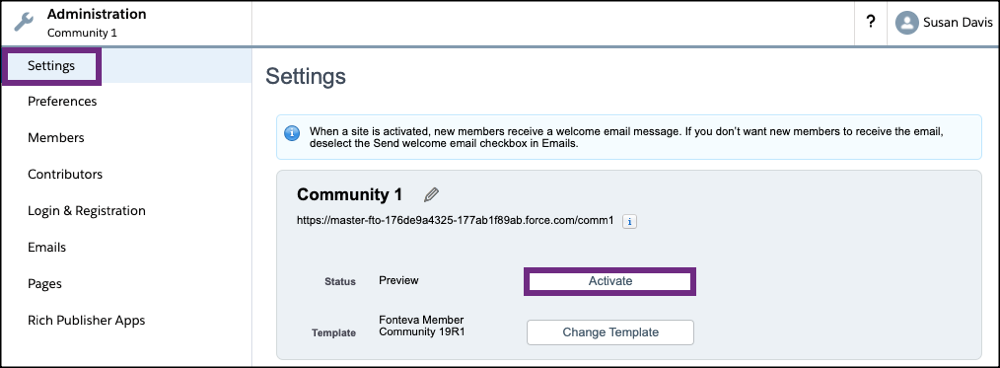 Activate And Publish Community