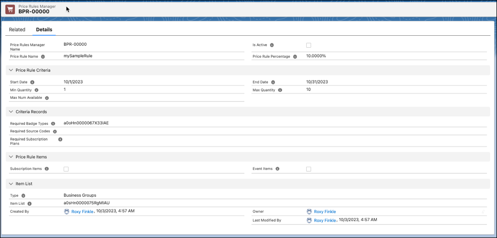 Create a Price Rule Using Price Rule Manager