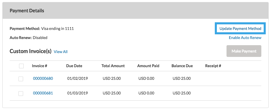 Update a Subscription Payment Method