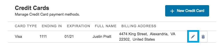 Manage Billing Addresses