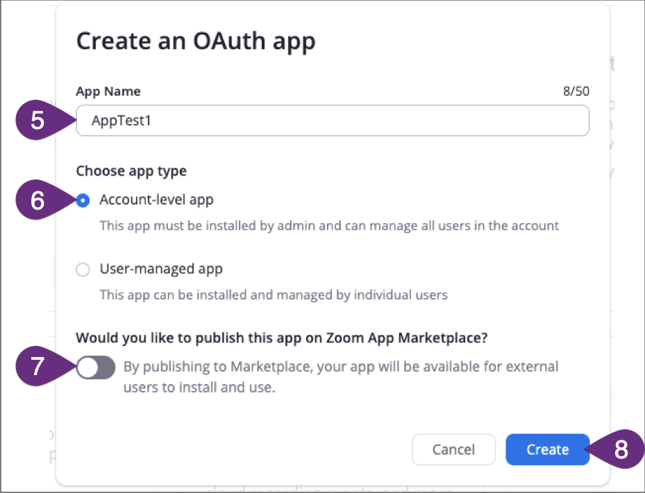 Connect to Zoom: Create OAuth App in Zoom