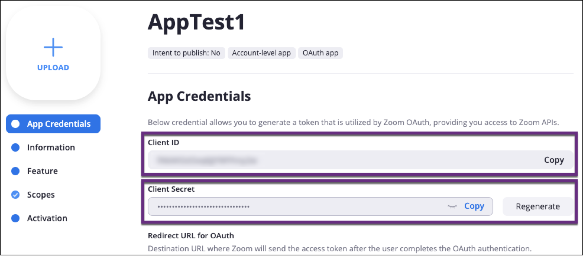 Connect to Zoom: Create OAuth App in Zoom