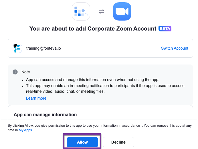 Connect to Zoom: Create Zoom Connection in Fonteva