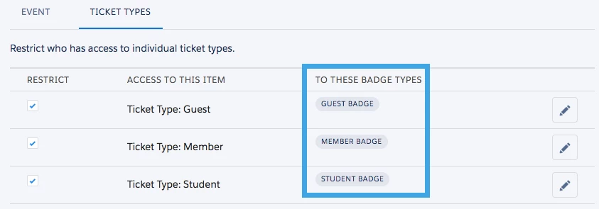 Configure Access Permissions for Ticket Types