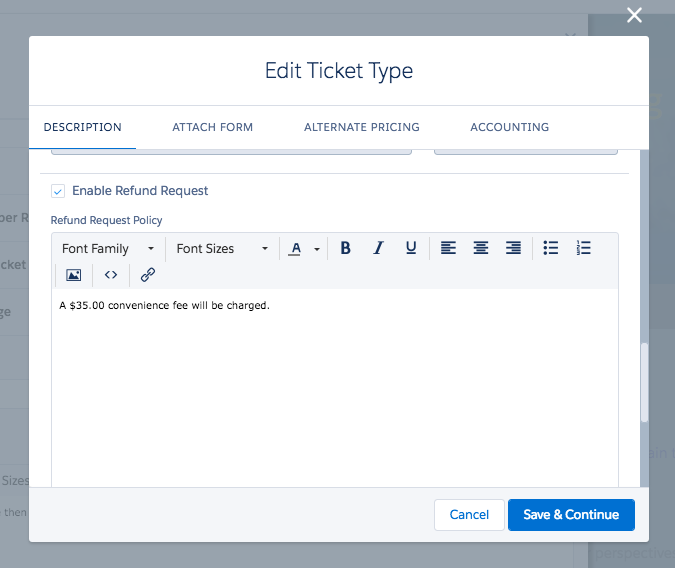 Enable Event Refund Requests