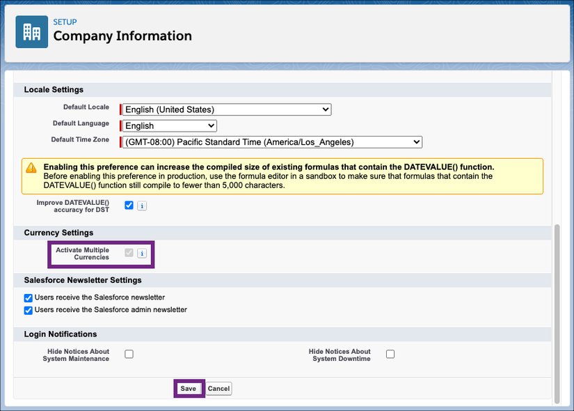 Enable Multiple Currencies in Salesforce