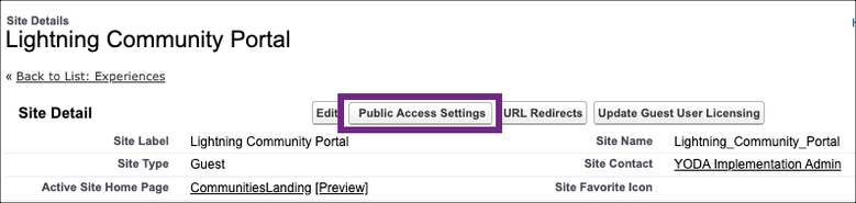 Review Data Access Settings