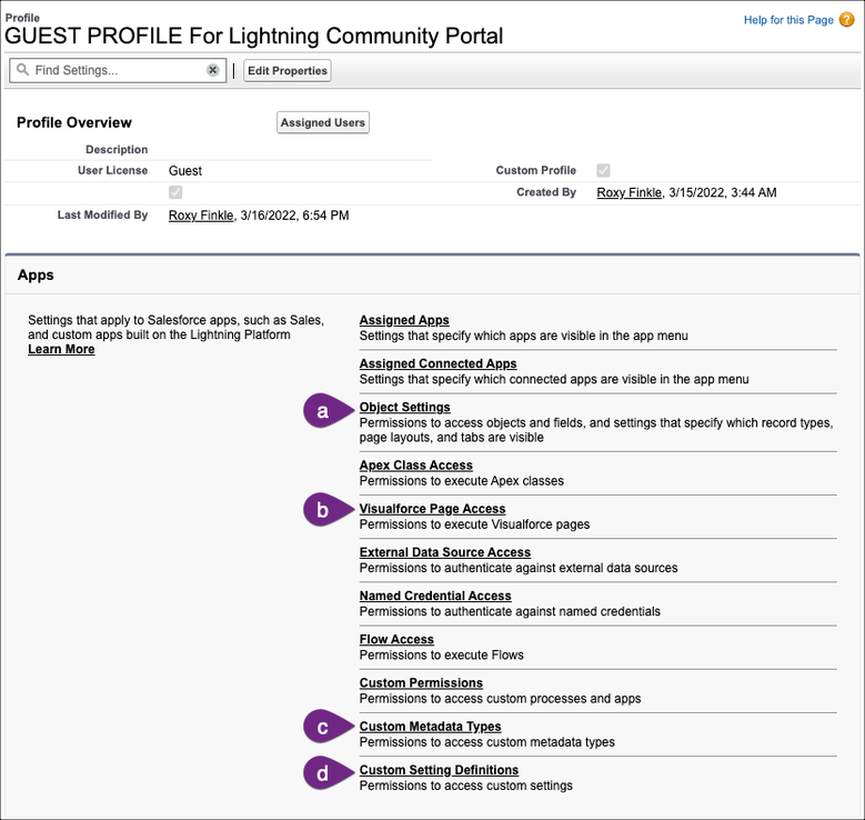 Review Data Access Settings